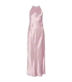 Marella Satin Halterneck Maxi Dress - Pink
