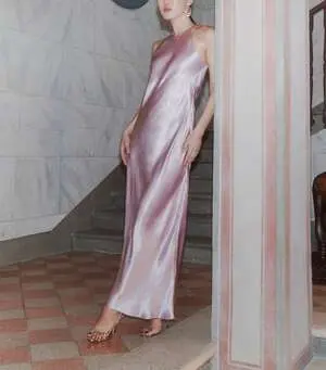 Marella Satin Halterneck Maxi Dress - Pink
