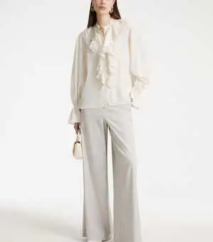 Marella Satin-trim Wide-leg Trousers
