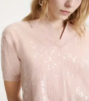 Marella Sequinned Polo Sweater - Pink