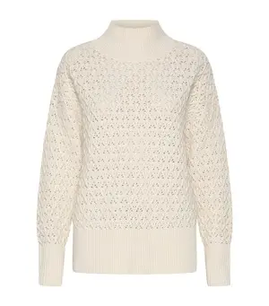 Marella Virgin Wool Open Knit Sweater - Beige