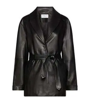 Marella Longline Belted Leather Jacket