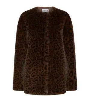 Marella Faux Fur Leopard Print Jacket