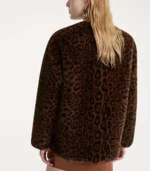 Marella Faux Fur Leopard Print Jacket