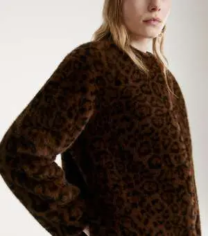 Marella Faux Fur Leopard Print Jacket