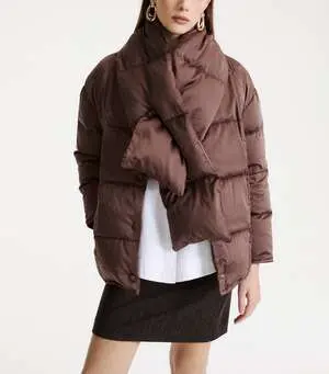 Marella Down Detachable-scarf Quilted Jacket