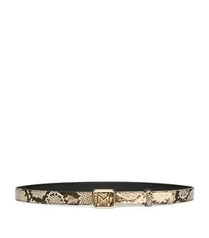 Marella Leather Snake Print Belt - Neutral