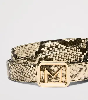 Marella Leather Snake Print Belt - Neutral