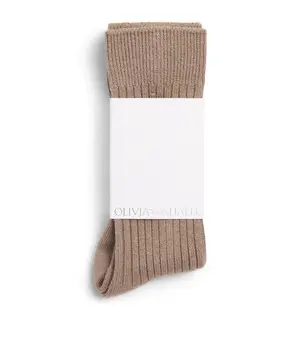 Olivia Von Halle Silk-cashmere-blend Spencer Socks - Brown