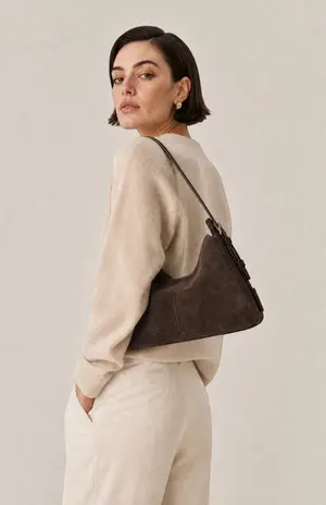 MI BOLSA LONDON Madolyn Genuine Suede Leather Shoulder Bag