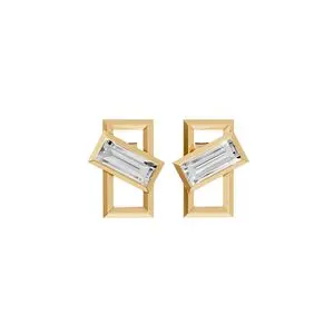AYA FINE JEWELRY Seraphine Baguette Lab Grown Diamond Geometric Stud Earrings In Gold - Yellow