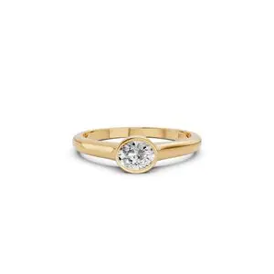 AYA FINE JEWELRY Wren Oval Lab Grown Diamond Solitaire Bezel Ring In Gold - Yellow