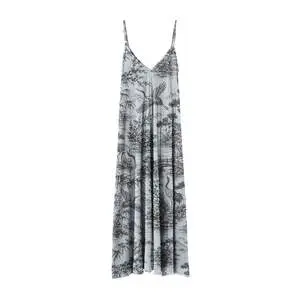 ALOHA FROM DEER Grey Crane Garden Maxi Dress Grey