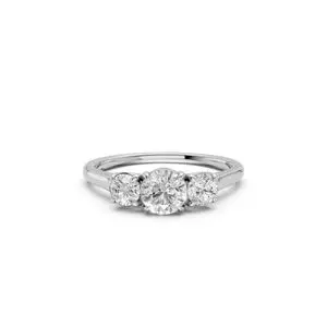 AYA FINE JEWELRY Elara Round Lab Grown Diamond Trilogy Engagement Ring In Gold - White