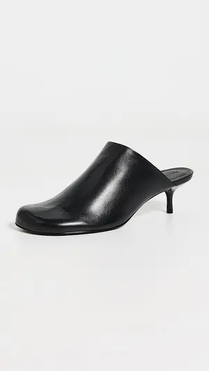 REFORMATION Phadra Heeled Mules - Black Leather