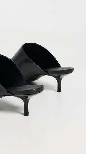 REFORMATION Phadra Heeled Mules - Black Leather