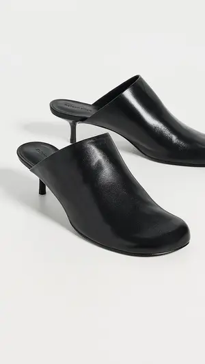 REFORMATION Phadra Heeled Mules - Black Leather