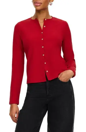Spanx Ribbed Crewneck Cardigan - Amaryllis