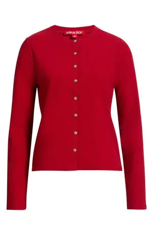 Spanx Ribbed Crewneck Cardigan - Amaryllis