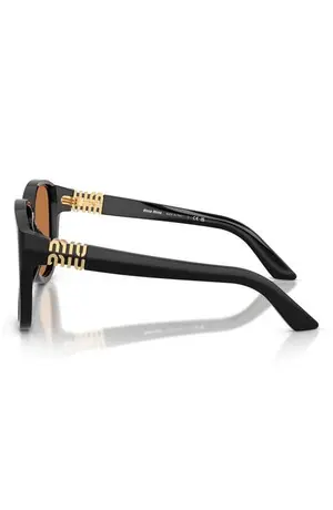 Miu Miu 61mm Pilot Sunglasses - Black/brown