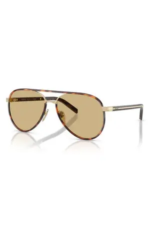 Prada 59mm Pilot Sunglasses - Tortoise Print/gold/yellow