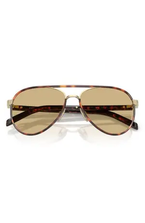 Prada 59mm Pilot Sunglasses - Tortoise Print/gold/yellow