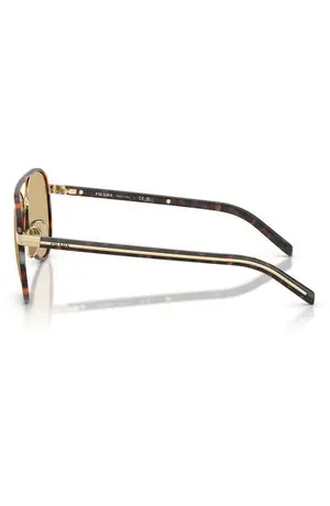 Prada 59mm Pilot Sunglasses - Tortoise Print/gold/yellow
