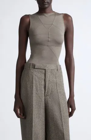 Rick Owens Temple Wool & Silk Tank - Dust