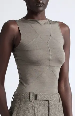 Rick Owens Temple Wool & Silk Tank - Dust