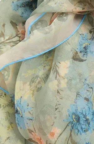 Alexander McQueen Floral Scarf - Acqua