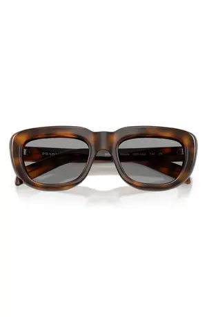 Prada 53mm Rectangular Sunglasses - Tortoise/grey