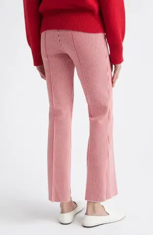 HIGH SPORT Seersucker Kick Flare Pants - Ivory/red