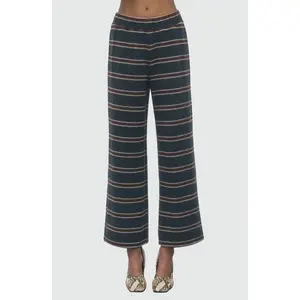 MAUDE CLUB Bradley Striped Wide Leg Knit Pants