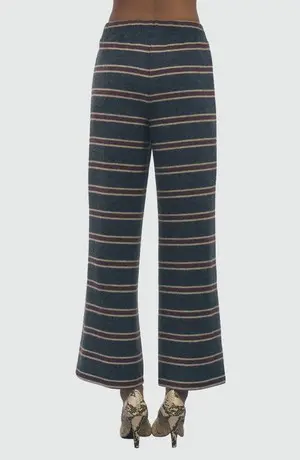 MAUDE CLUB Bradley Striped Wide Leg Knit Pants