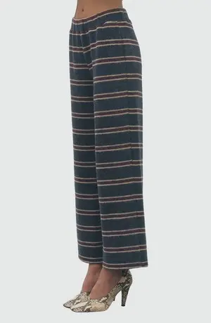 MAUDE CLUB Bradley Striped Wide Leg Knit Pants
