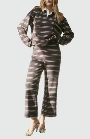 MAUDE CLUB Bradley Striped Wide Leg Knit Pants