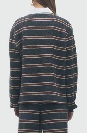MAUDE CLUB Kate Striped Polo Sweater