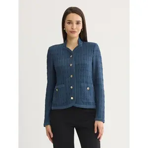 Misook Tonal Tweed Knit Jacket - Stardust