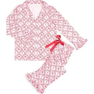 SWEET WINK Candy Cane Scallop Christmas Two-piece Set - White