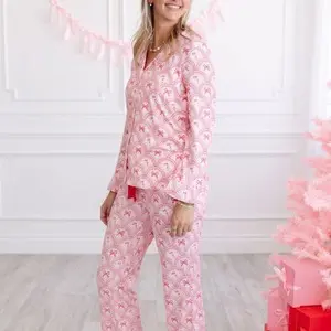 SWEET WINK Candy Cane Scallop Christmas Two-piece Set