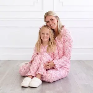 SWEET WINK Candy Cane Scallop Christmas Two-piece Set