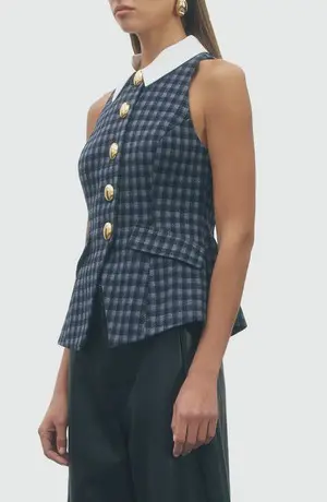 MAUDE CLUB Charlie Gingham Vest