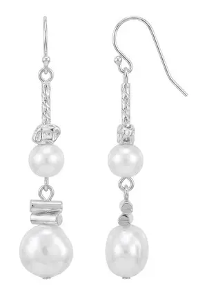 AREA STARS Deepti Pearl Chain Earrings - Silver