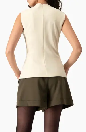 IVONNE Asymmetric Lapel Sleeveless Structured Vest