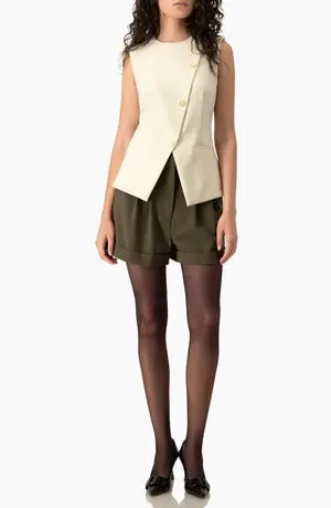 IVONNE Asymmetric Lapel Sleeveless Structured Vest