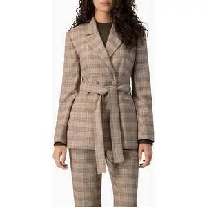 IVONNE Houndstooth Check Single-breasted Fitted Long-line Blazer