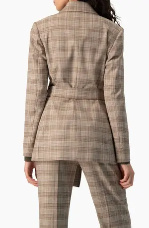 IVONNE Houndstooth Check Single-breasted Fitted Long-line Blazer