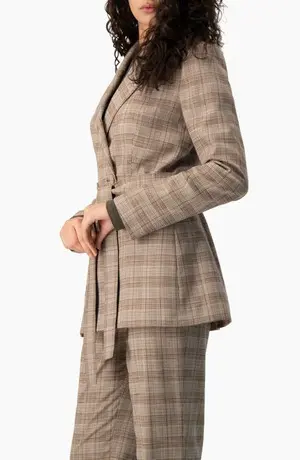 IVONNE Houndstooth Check Single-breasted Fitted Long-line Blazer