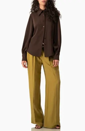 IVONNE Long-sleeve Puff-sleeve Point-collar Button-front Shirt