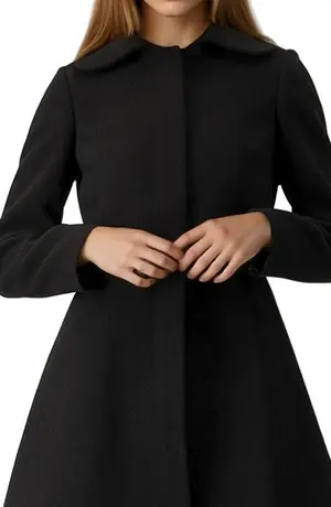 IVONNE Petal-collar Wool-blend Zip Coat